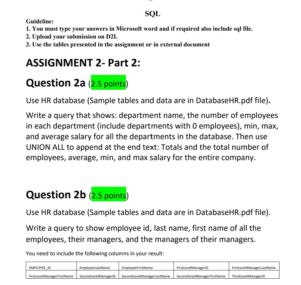Solved Guideline: 1. You must type your answers in Microsoft | Chegg.com