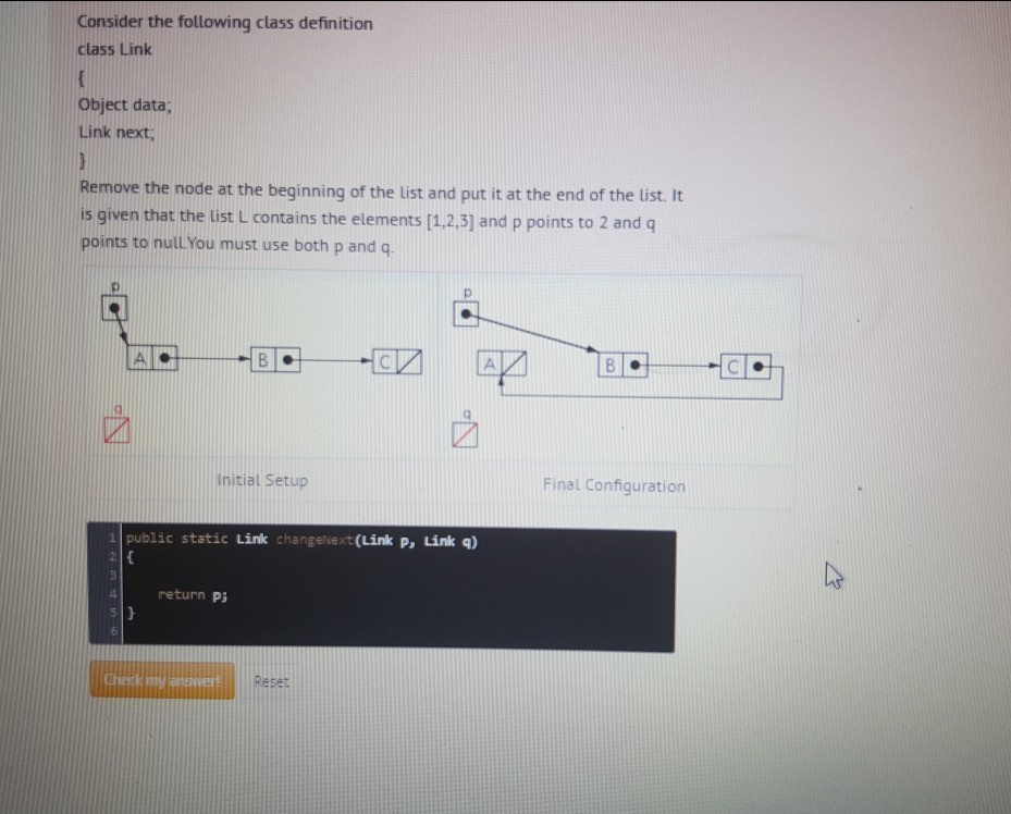 Solved Consider the following class definition class Link | Chegg.com