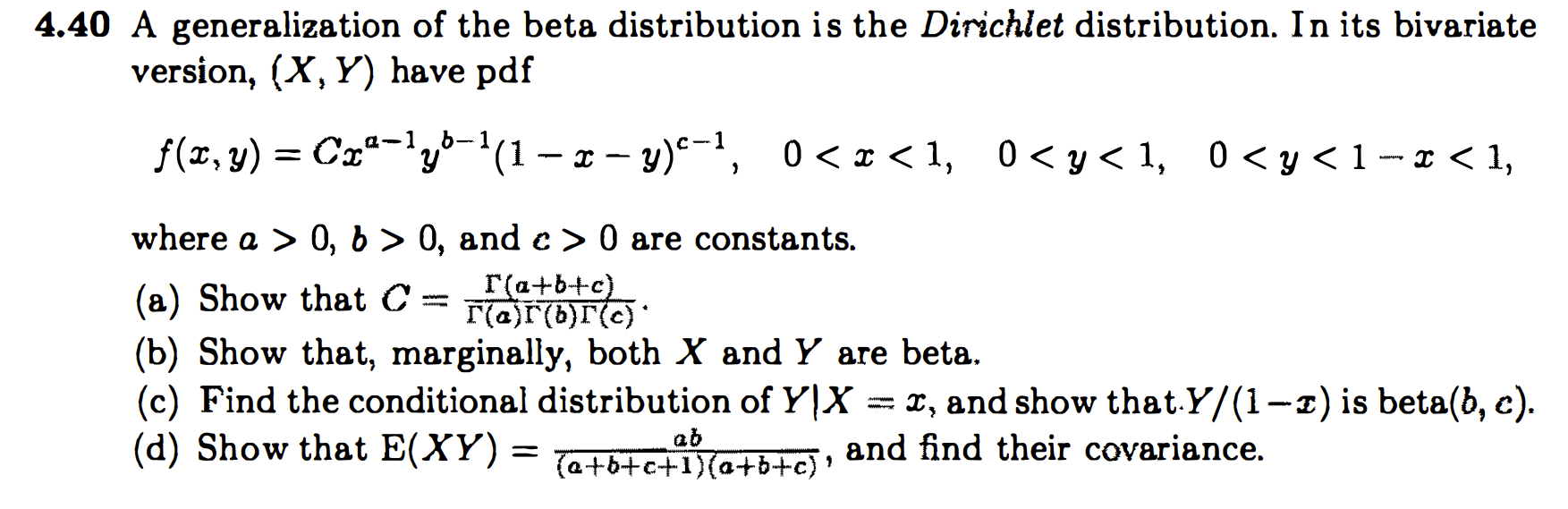 Solved 4 40 a Generalization Of The Beta Distribution Is