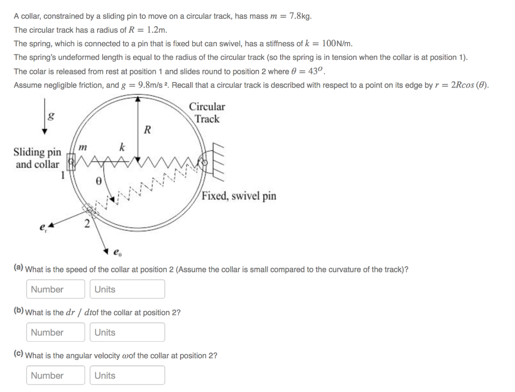 Solved A collar, constrained by a sliding pin to move on a | Chegg.com