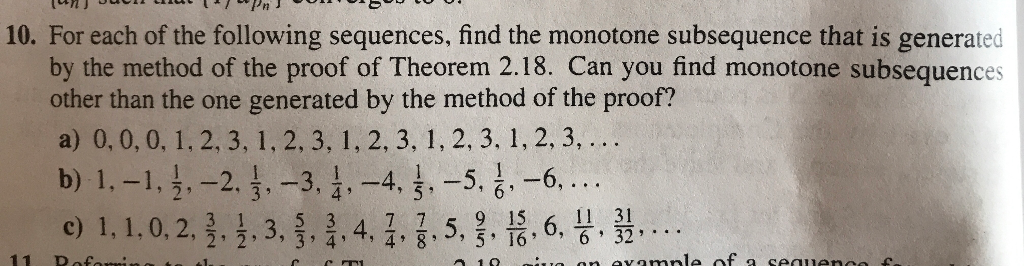 Solved 10. For each of the following sequences, find the | Chegg.com