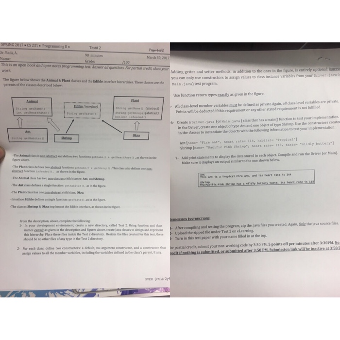 This is an open book and open notes programming test. | Chegg.com