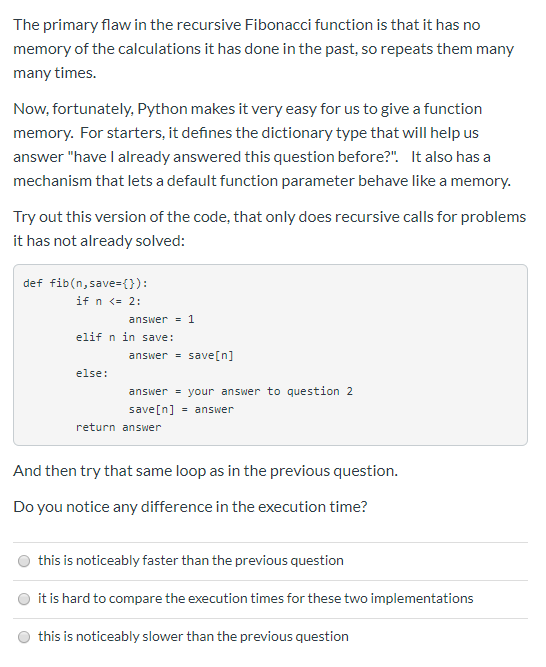 Solved The Primary Flaw In The Recursive Fibonacci Function