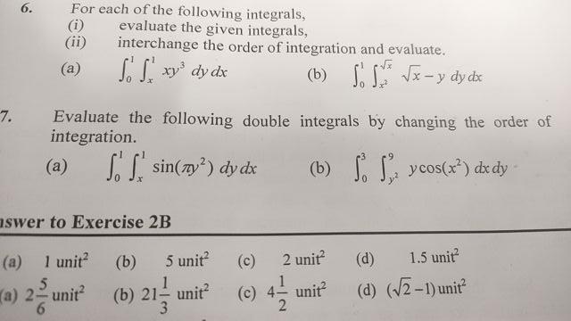 Solved 6. For each of the following integrals, evaluate the | Chegg.com
