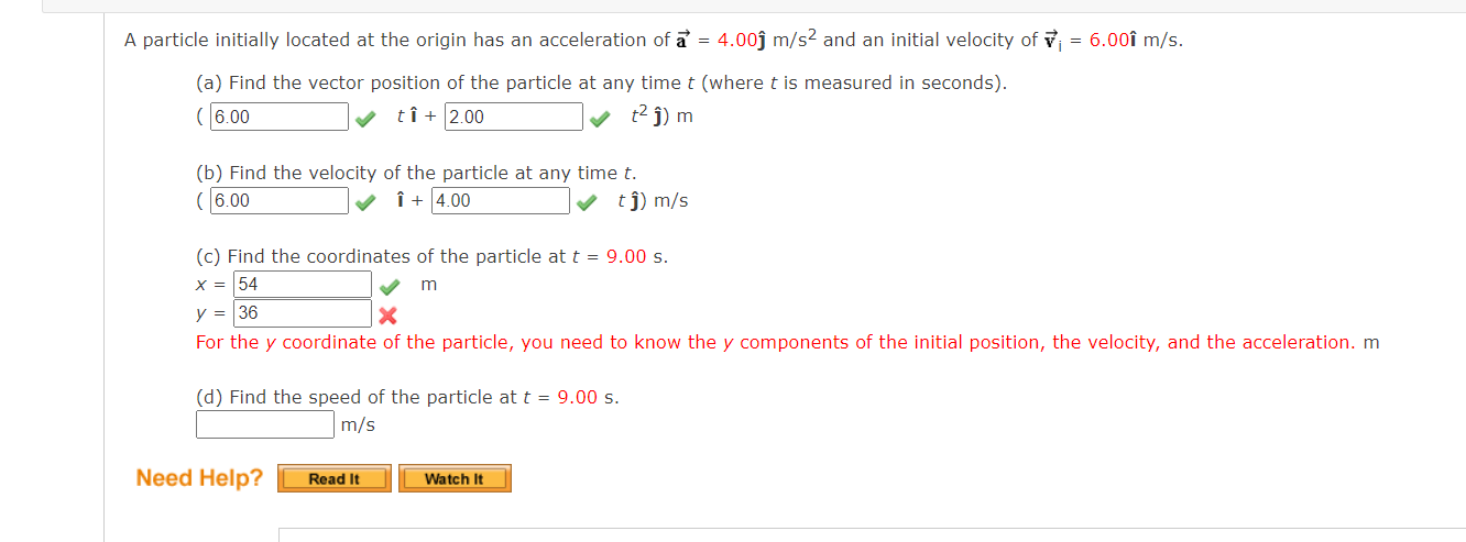 Solved A particle initially located at the origin has an | Chegg.com