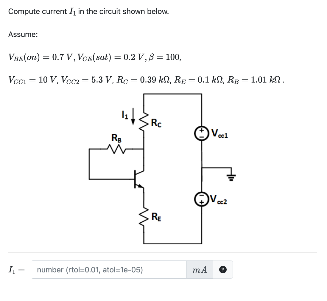 Solved Compute current I1 in the circuit shown below. | Chegg.com
