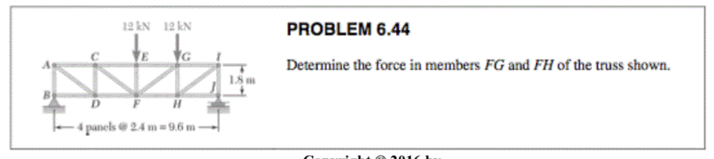 Solved 12N 12kN PROBLEM 6.44 G I TDetermine the force in | Chegg.com