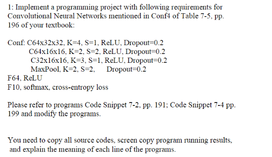 Solved 1 Implement A Programming Project With Following