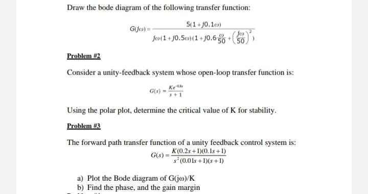 Solved Draw the bode diagram of the following transfer | Chegg.com