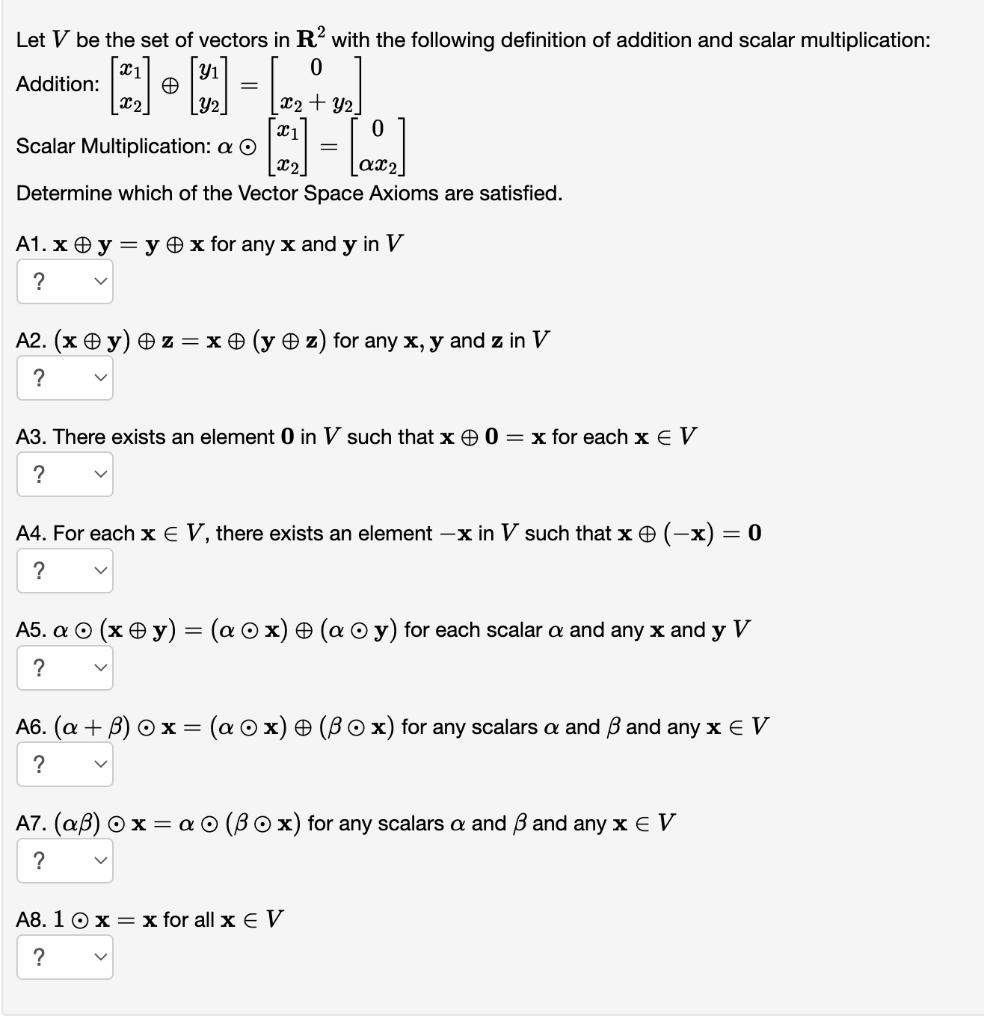 Solved Let V be the set of vectors in R2 with the following | Chegg.com