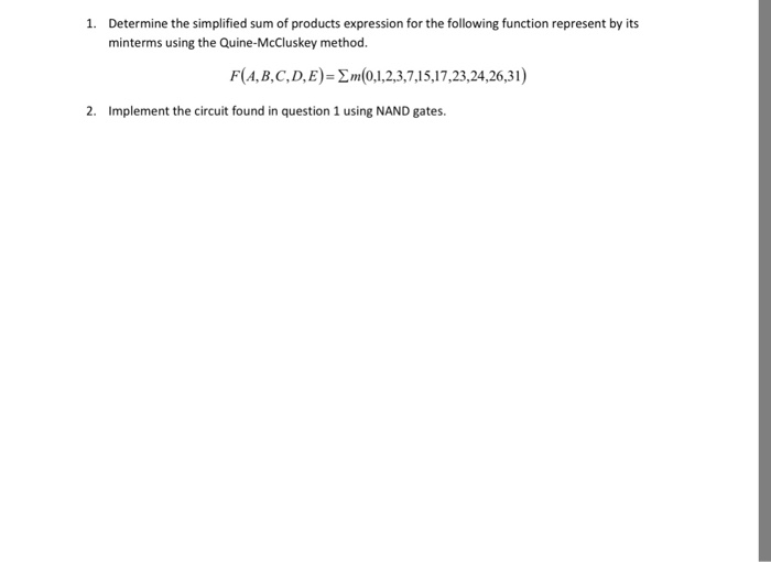 Solved Determine the simplified sum of products expression | Chegg.com