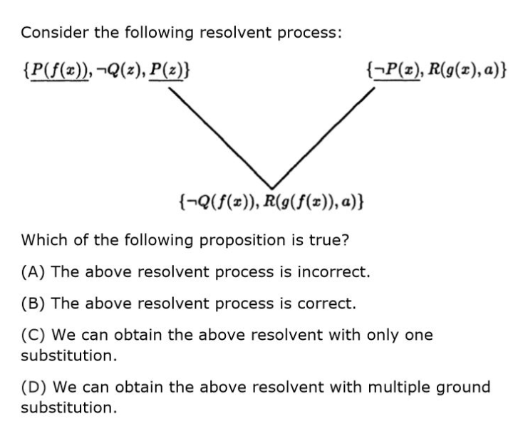 Solved Consider the following resolvent process: {P(f(x)), | Chegg.com