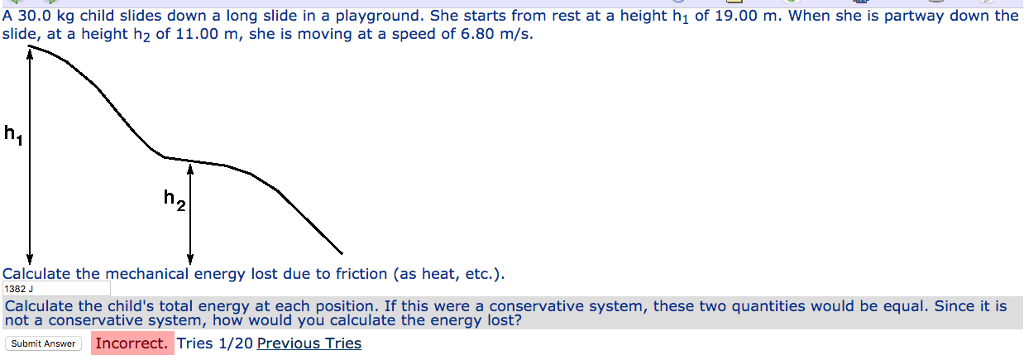 Solved A 30.0 kg child slides down a long slide in a | Chegg.com