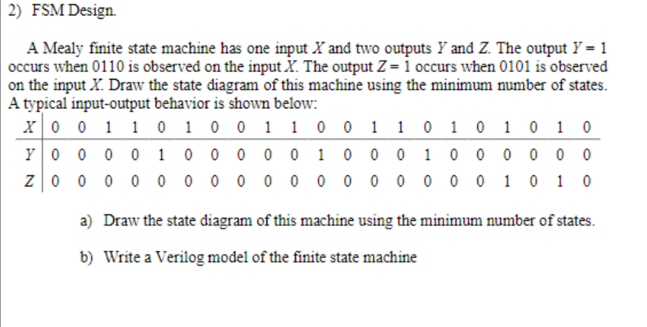 Solved A Mealy finite state machine has one input X and two | Chegg.com