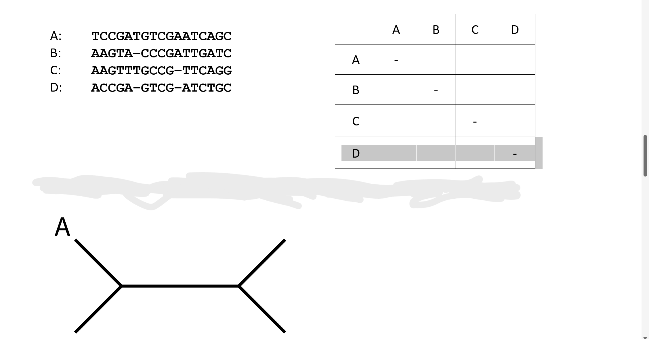 Solved Each letter corresponds to a different organisms. | Chegg.com