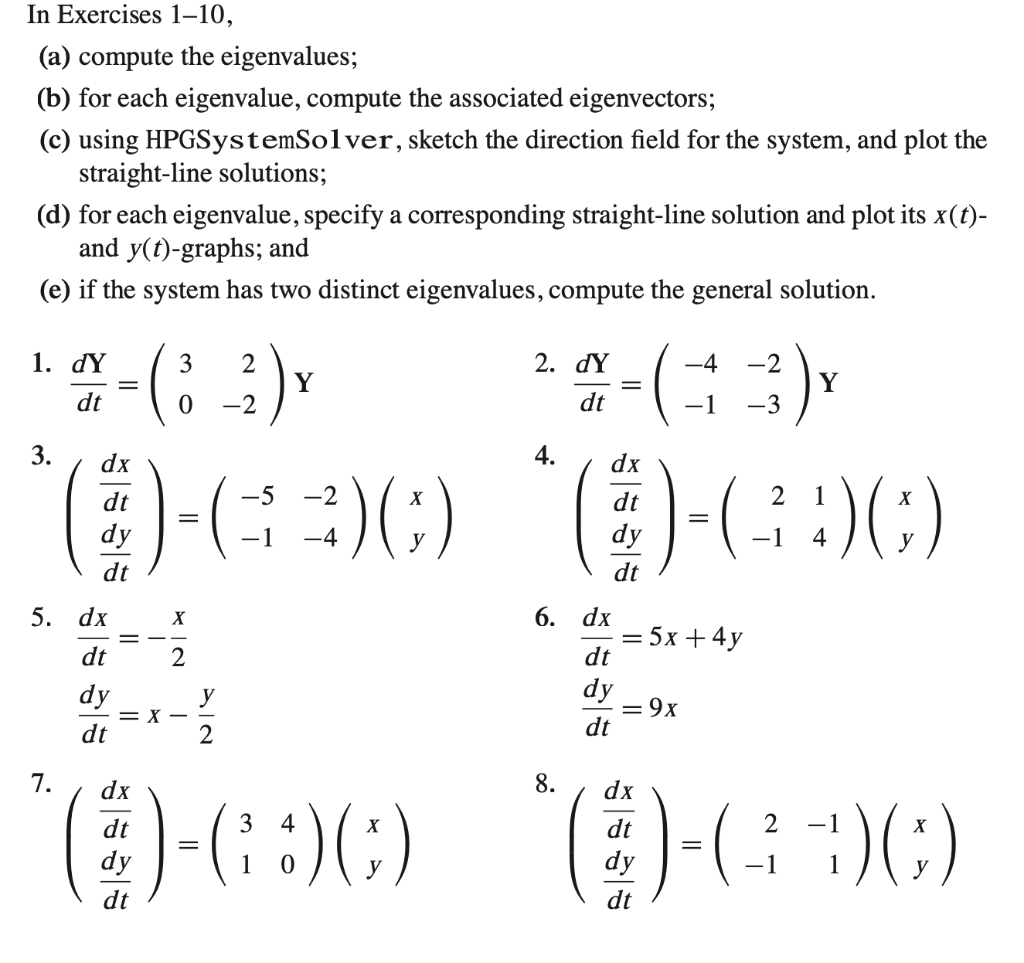Solved In Exercises 1 8 We Refer To Linear Systems From