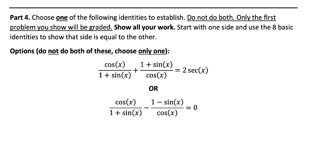Solved Part 6: Establish the identity. | Chegg.com