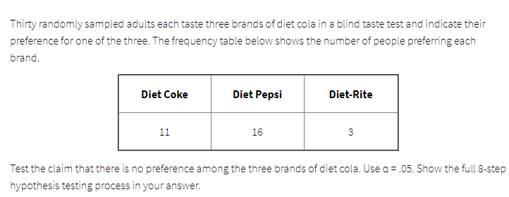 Solved Thirty randomly sampled adults each taste three | Chegg.com