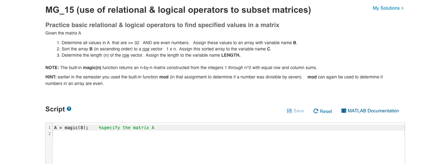 Solved MG_15 (use of relational & logical operators to | Chegg.com