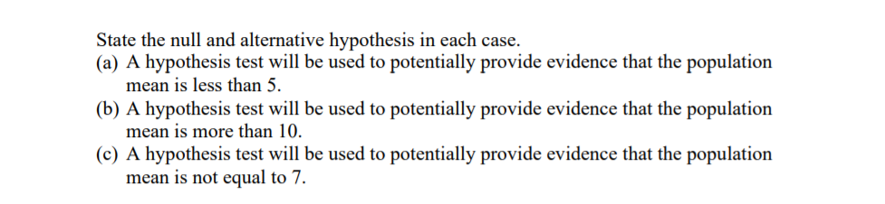Solved State the null and alternative hypothesis in each | Chegg.com