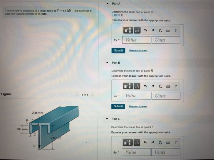 Solved Part A The member is subjected to a shear force of V | Chegg.com