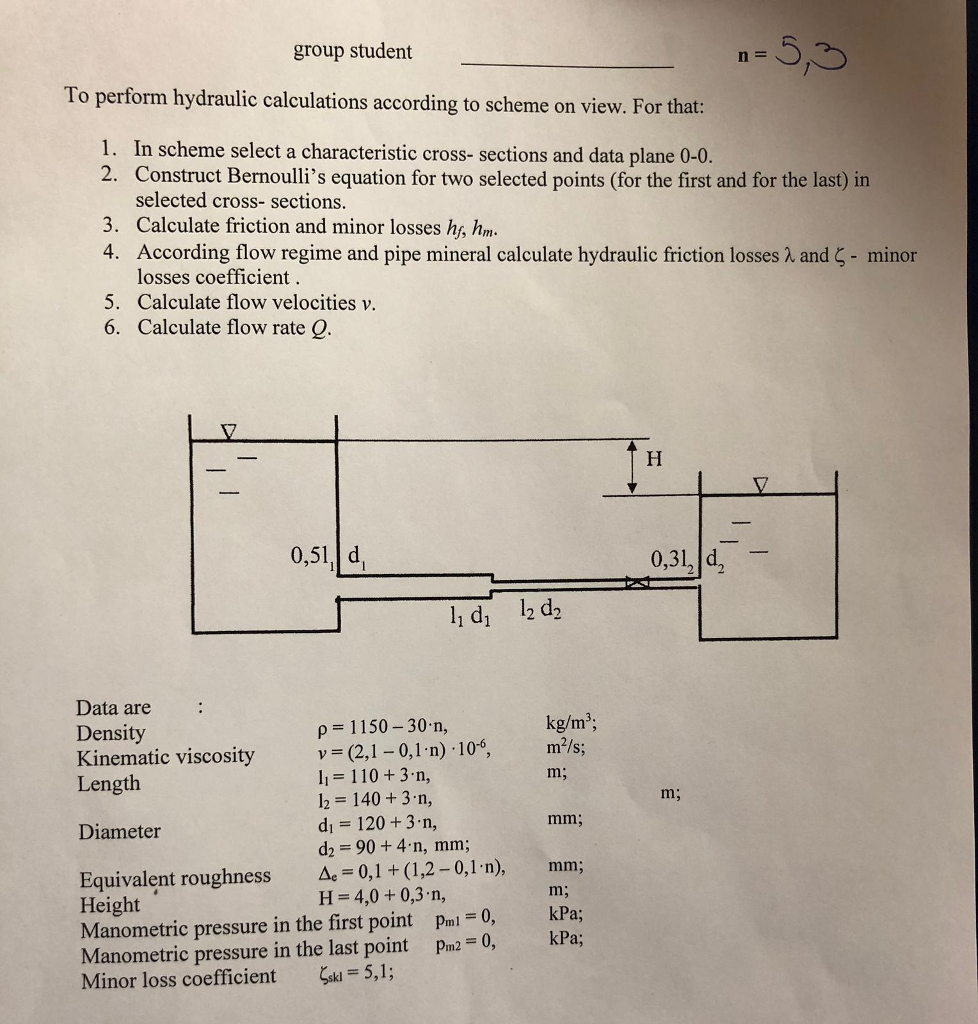 group student To perform hydraulic calculations | Chegg.com