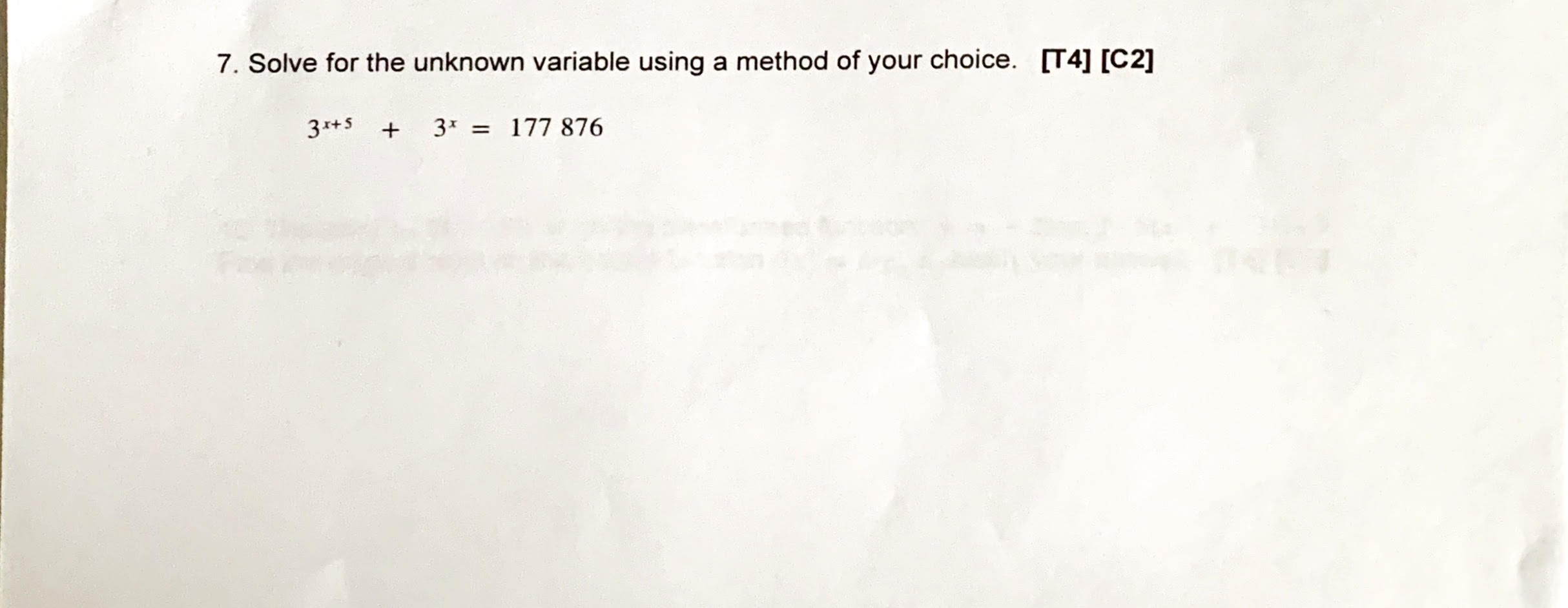 Solved 7. Solve for the unknown variable using a method of | Chegg.com