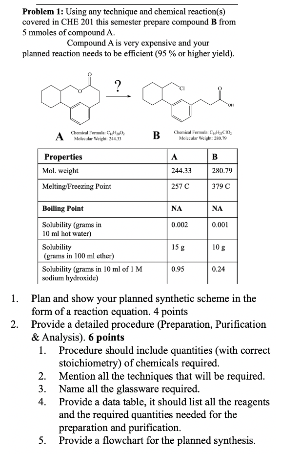 Problem 1: Using any technique and chemical | Chegg.com