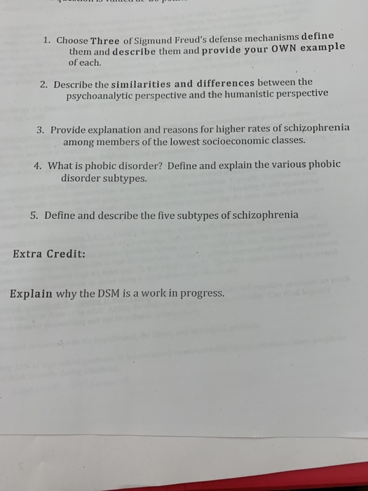 Solved 1. Choose Three of Sigmund Freud's defense mechanisms | Chegg.com