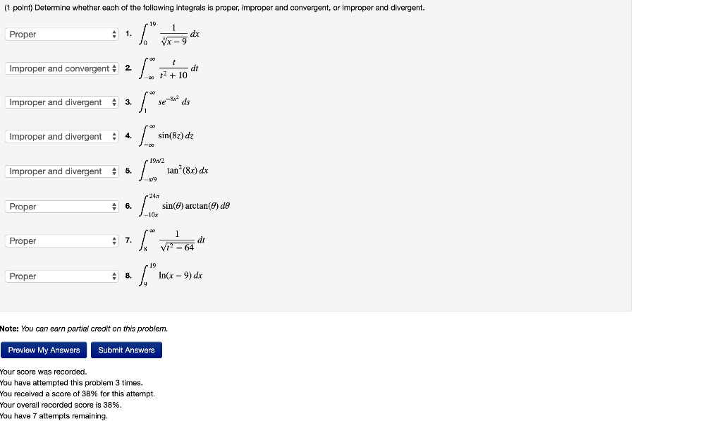 Solved (1 point) Determine whether each of the following | Chegg.com