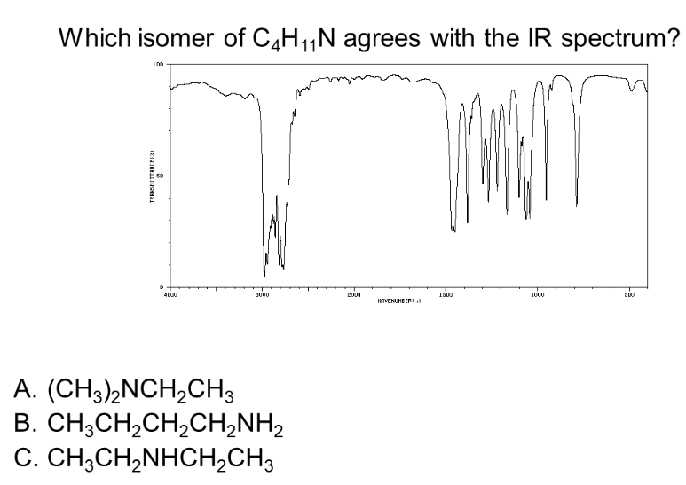 Solved Which isomer of C4H11 N agrees with the IR spectrum? | Chegg.com
