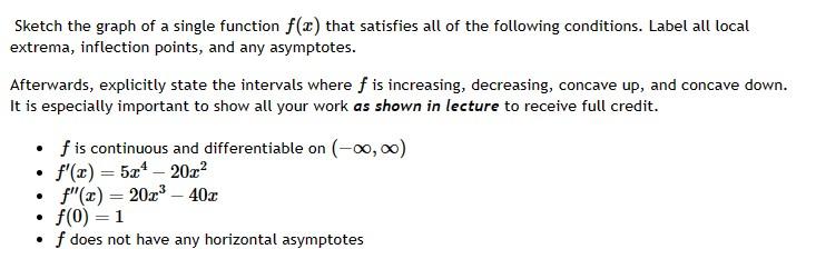 Solved Sketch the graph of a single function f(x) that | Chegg.com