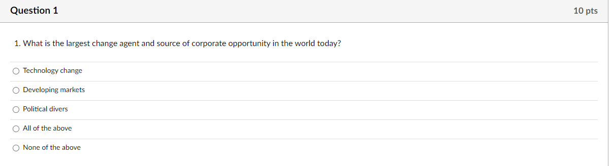 Solved 1. What is the largest change agent and source of | Chegg.com