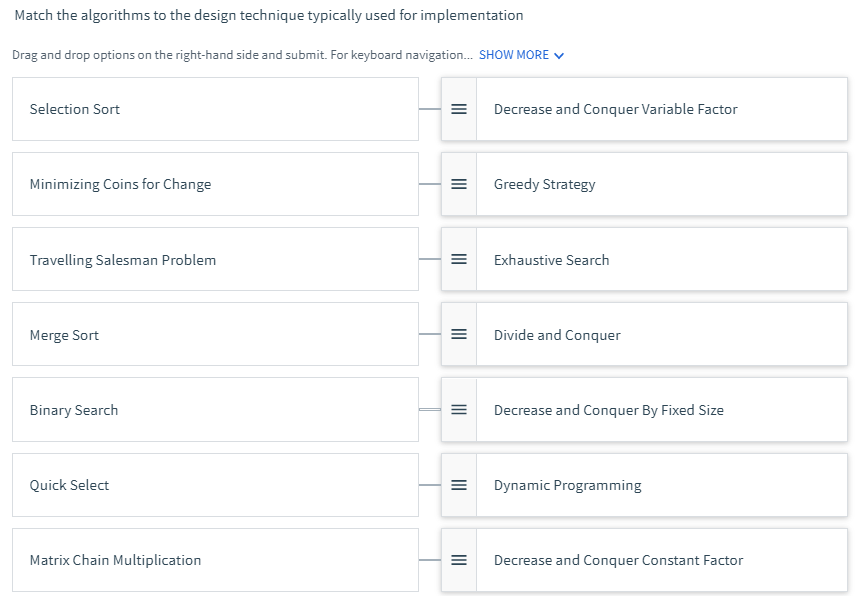 Solved Match the algorithms to the design technique | Chegg.com
