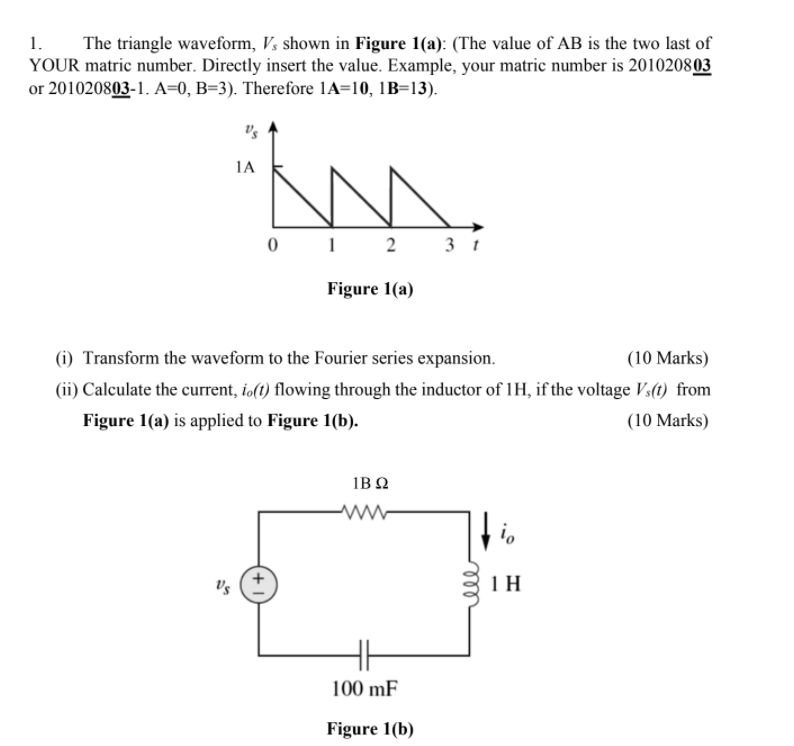 Solved 1. The triangle waveform, V shown in Figure 1(a): | Chegg.com
