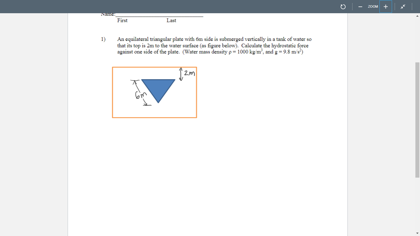 Solved 1)An equilateral triangular plate with 6m side is | Chegg.com