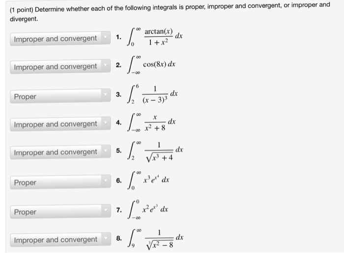 Solved (1 point) Determine whether each of the following | Chegg.com