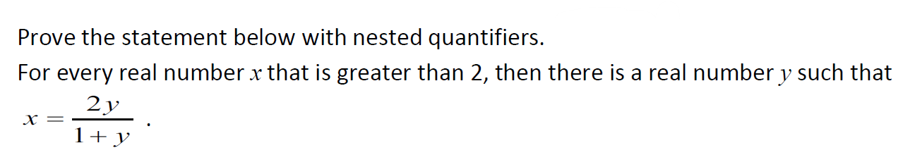 Solved Prove the statement below with nested quantifiers.For | Chegg.com