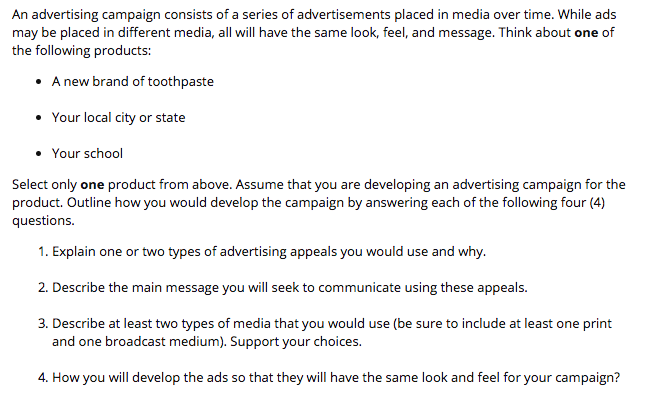 Solved An advertising campaign consists of a series of | Chegg.com