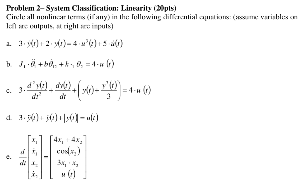 Solved Circle all nonlinear terms (if any) in the | Chegg.com