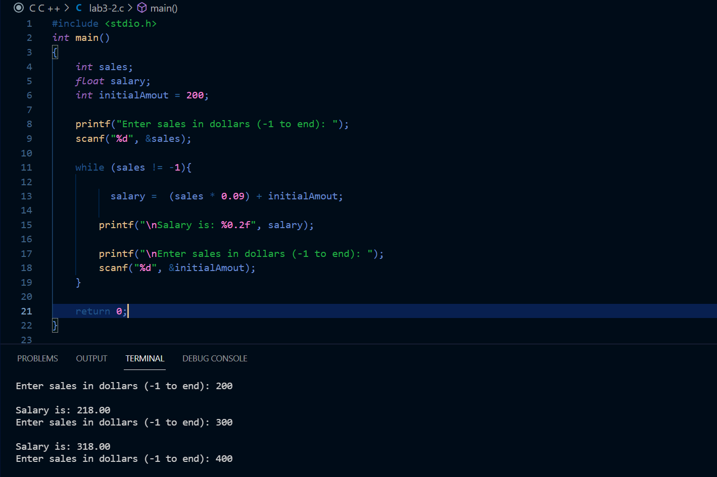 Solved 2.(Sales Commission Calculator) One large chemical | Chegg.com