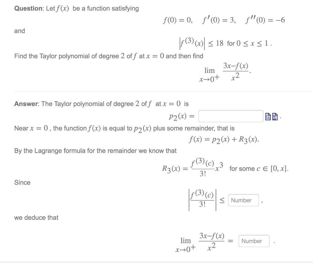 Solved Question: Let f(x) be a function satisfying f(0) = 0, | Chegg.com
