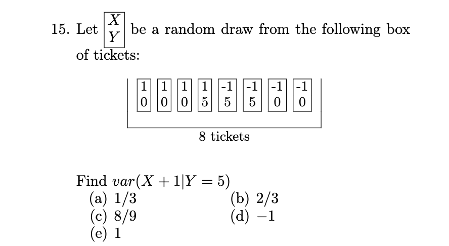 Solved 15. Let XY be a random draw from the following box of | Chegg.com