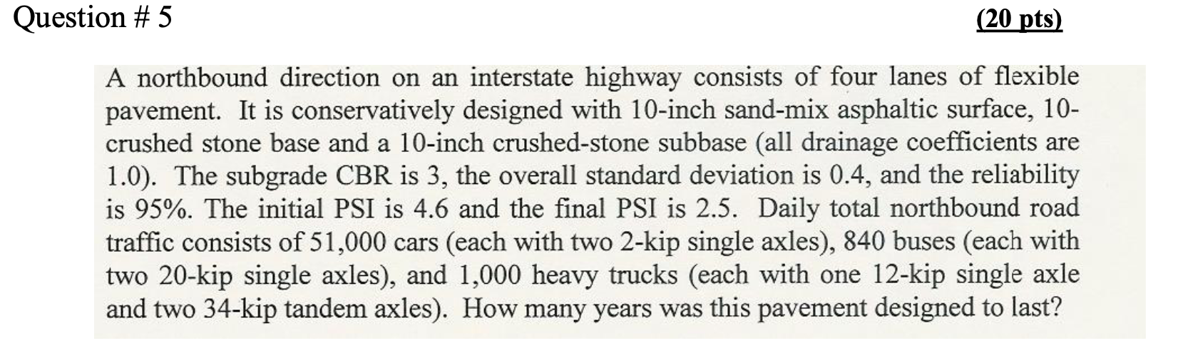 Solved Design Serviceability Loss, APSI 99.9 50 70 - 60 | Chegg.com
