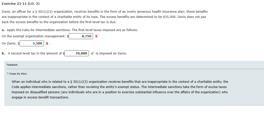 Solved Davis, an officer for a ξ501 (c)(3) organization, | Chegg.com