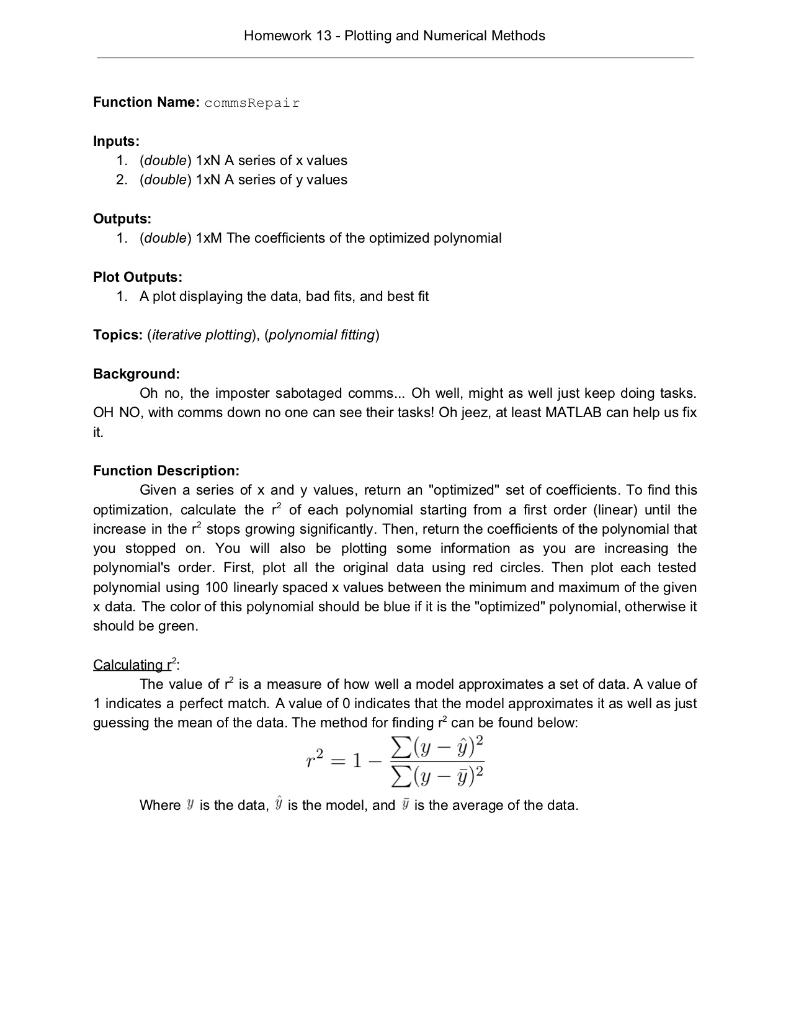 Solved Homework 13 Plotting And Numerical Methods Function 0498