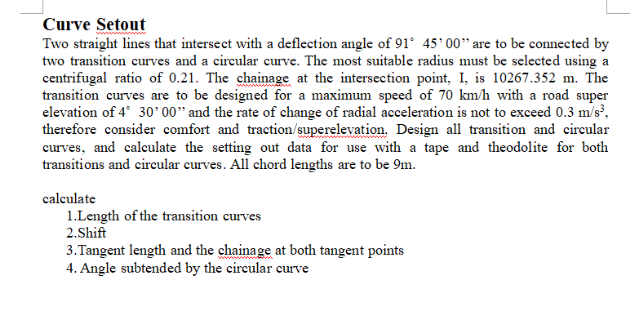 Solved Curve Setout Two straight lines that intersect with a | Chegg.com