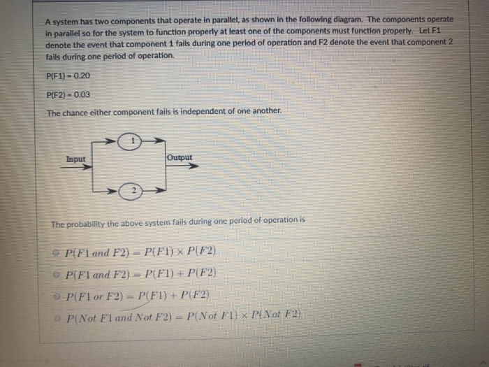 Solved A system has two components that operate in parallel, | Chegg.com