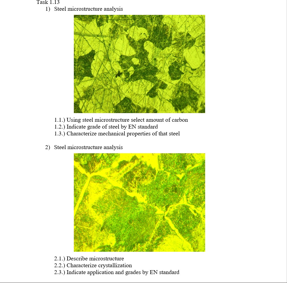 Solved Task 1.13 1) Steel microstructure analysis 1.1.) | Chegg.com