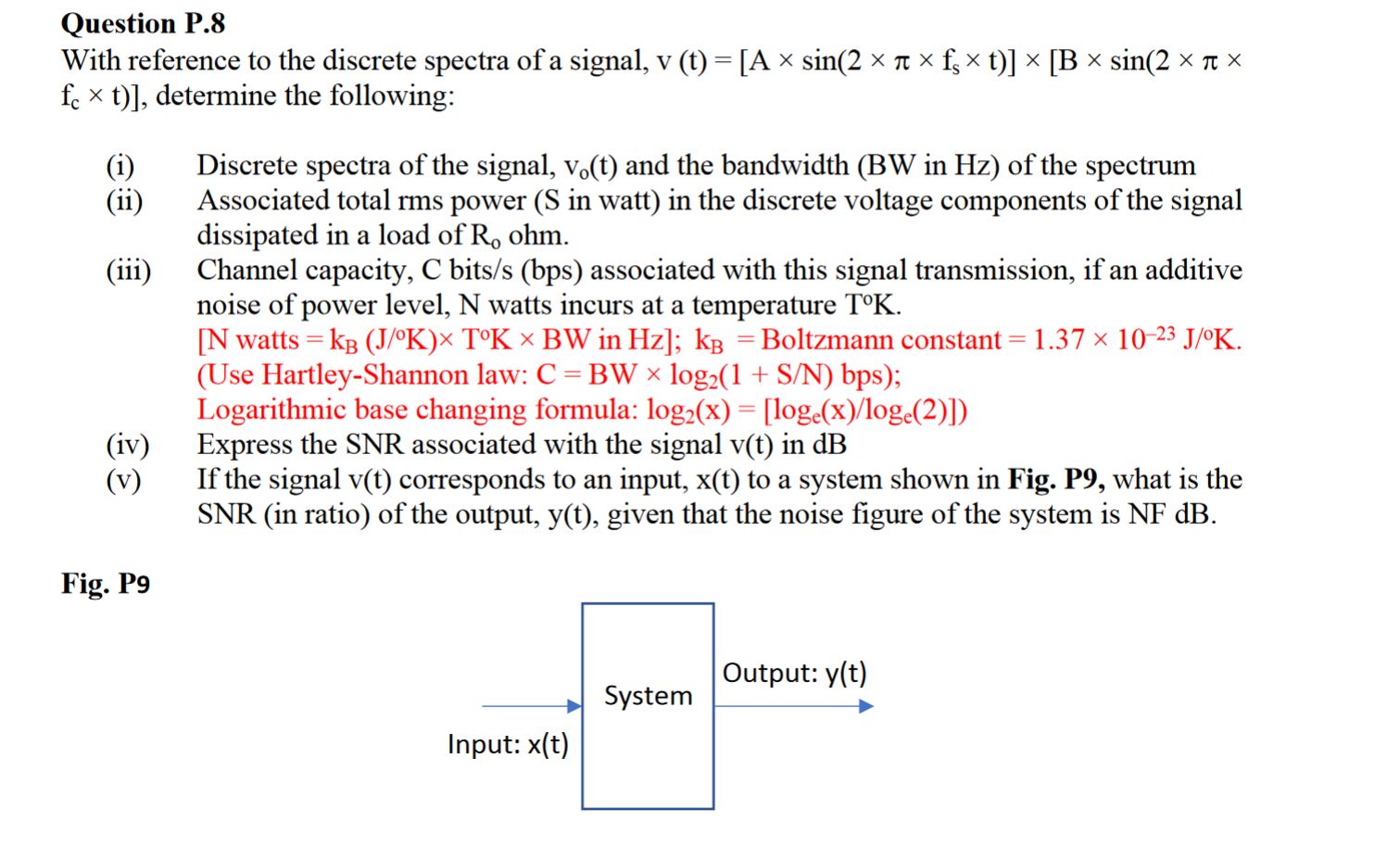 Question P.8 With reference to the discrete spectra | Chegg.com
